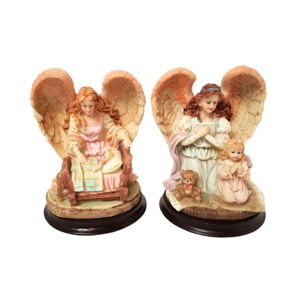 Vintage | Accents | Vintage Set Of 2 Resin Angel Kneeling Praying Over ...